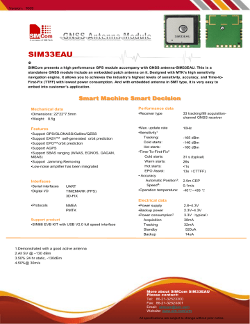 SIMCom SIM33EAU Specification | Manualzz