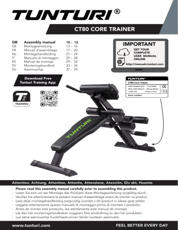 Tunturi CT80 Core trainer Benutzerhandbuch | Manualzz