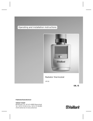 Vaillant VR 50 Installation Instructions | Manualzz