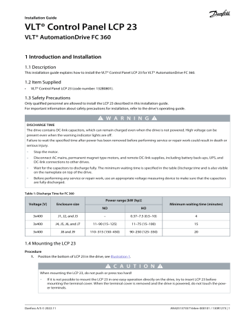 Danfoss VLT AutomationDrive FC 360 Installation Guide | Manualzz