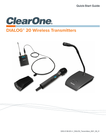ClearOne DIALOG 20 Wireles Transmitter Quick Start Guide | Manualzz
