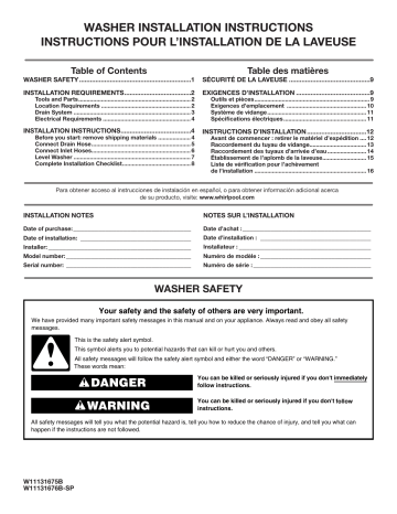 Maytag MVWB835DW4 Washer installation Guide | Manualzz