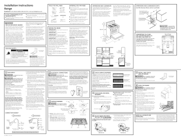 GE PGB920DEF3BB Gas Range installation Guide | Manualzz