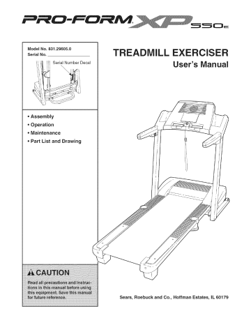 Proform 831296050 Treadmill Owner's Manual | Manualzz
