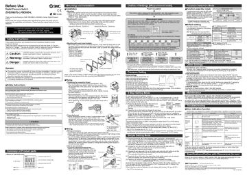 SMC ZSE20B(F)/ISE20B-L Digital Pressure Switch Quick Guide | Manualzz