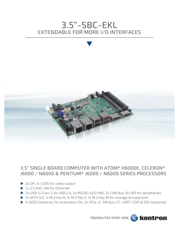 Kontron 3.5"-SBC-EKL 3.5″ Single Board Computer Datasheet | Manualzz