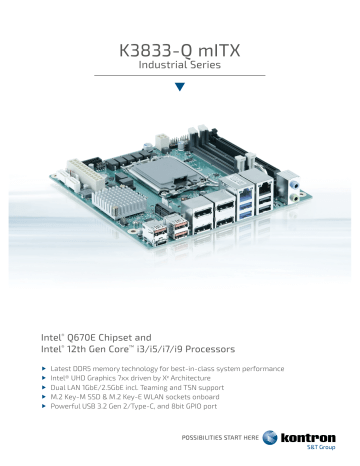 Kontron K3833-Q mITX Industrial Motherboard Datasheet | Manualzz
