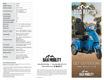 Pride Mobility Baja Raptor 2 Brochure Owner's Manual | Manualzz