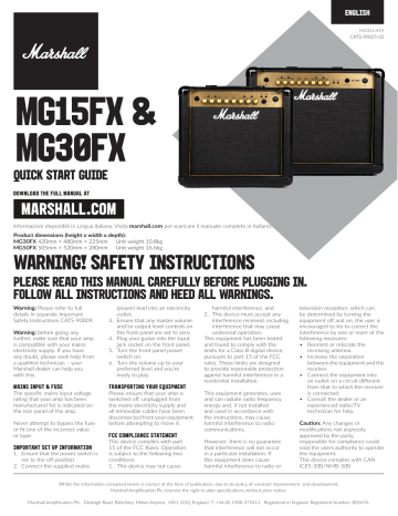 Marshall MG30FX Owner manual | Manualzz