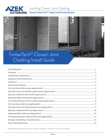 Azek Closed-Joint Cladding Installation Guide | Manualzz