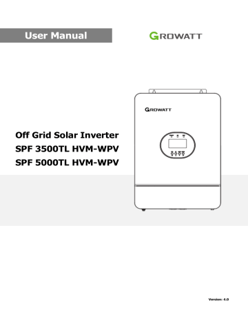 Growatt SPF 5000TL HVM-WPV User Manual | Manualzz