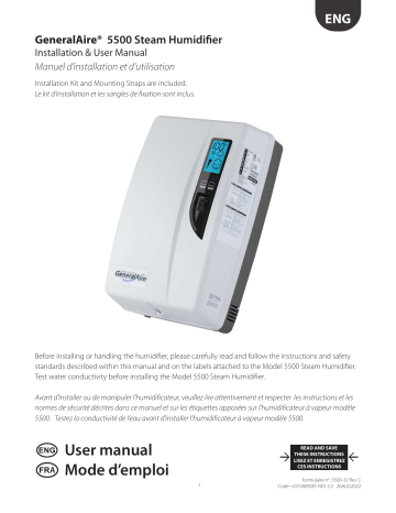 GeneralAire 5500 Steam Humidifier Installation Manual | Manualzz
