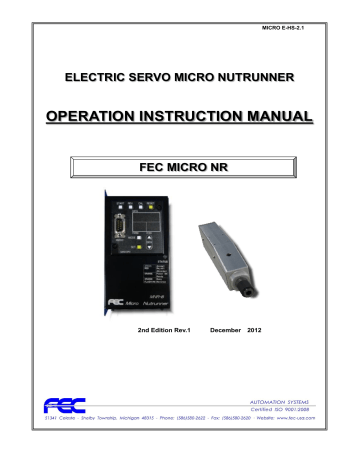 FEC Micro Nutrunner Operations Manual | Manualzz