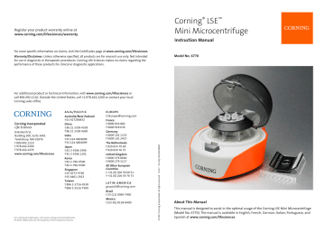 Corning LSE™ Mini Microcentrifuge Instruction manual | Manualzz