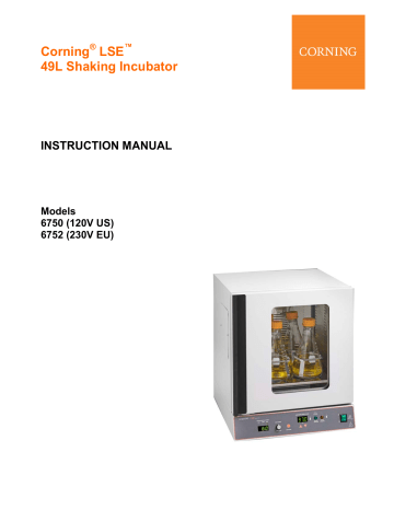 Corning LSE™ 49L Shaking Incubator Instruction manual | Manualzz
