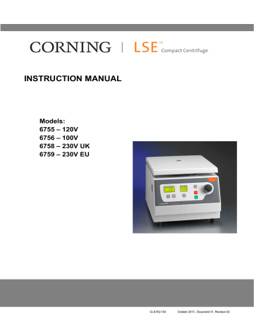 Corning LSE™ Compact Centrifuge Instruction manual | Manualzz