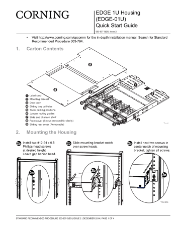 Corning EDGE 1U Housing (EDGE-01U) Quick Start Guide | Manualzz