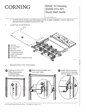 Corning EDGE 1U Housing (EDGE-01U-SP) Quick Start Guide | Manualzz