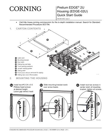 Corning EDGE 2U Housing (EDGE-02U) Quick Start Guide | Manualzz