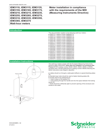 Schneider Electric Meter Instruction Sheet | Manualzz