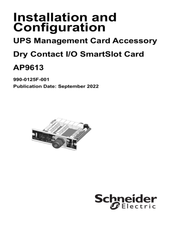 Schneider Electric Dry Contact I/O SmartSlot Card User Guide | Manualzz