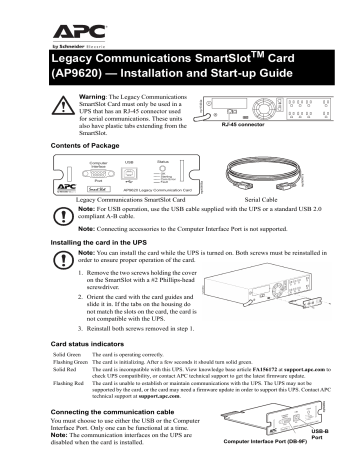 Schneider Electric Legacy Communications SmartSlot Card Instruction ...