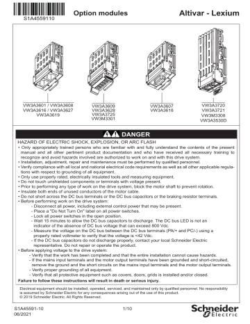 Schneider Electric option modules Instruction Sheet | Manualzz
