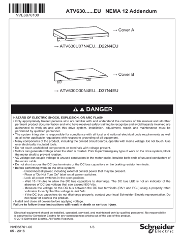 Schneider Electric ATV630 NEMA Type 12 Instruction Sheet | Manualzz