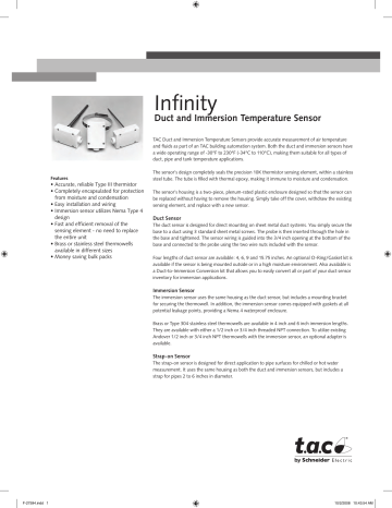 Schneider Electric Infinity Duct and Immersion Temperature Sensor User ...