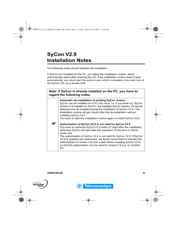 Schneider Electric SyCon V2.09 Instruction Sheet | Manualzz