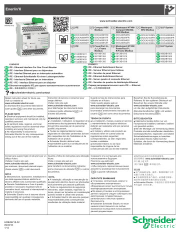 Schneider Electric IFE Ethernet interface Manuel utilisateur | Manualzz