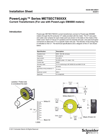 Schneider Electric PowerLogic™ Series METSECT80XXX CT Instruction Sheet ...