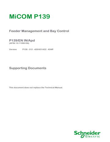 Schneider Electric MiCOM P139 User Guide | Manualzz
