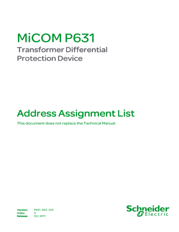 Schneider Electric MiCOM P631, IEC -103 & IEC 61850 User Guide | Manualzz