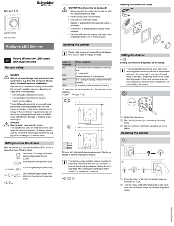 Schneider Electric MILUZ ED-Rotary dimmer Mode d'emploi | Manualzz