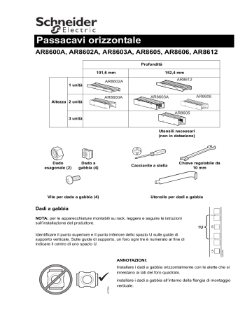 Schneider Electric Passacavi orizzontali Manuale utente | Manualzz