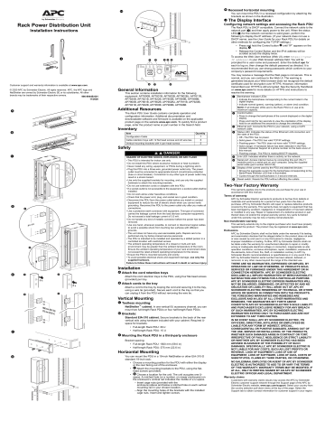 Schneider Electric Rack PDU AP7XXXB Series Quick Start Guide | Manualzz