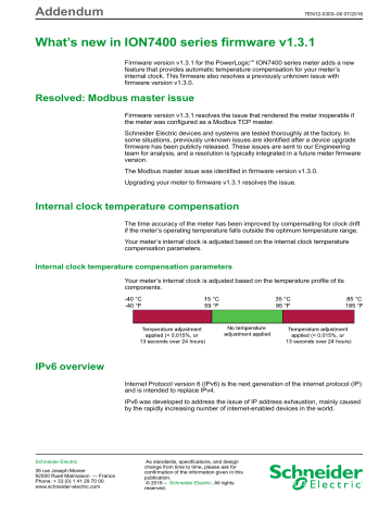 Schneider Electric What's new in ION7400 series firmware v1.3.1 User ...