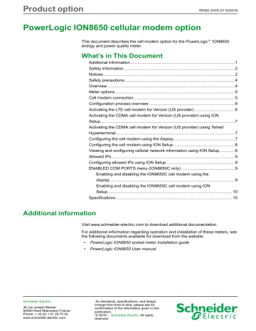 Schneider Electric PowerLogic ION8650 User Guide | Manualzz