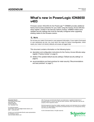Schneider Electric PowerLogic ION8650 User Guide | Manualzz