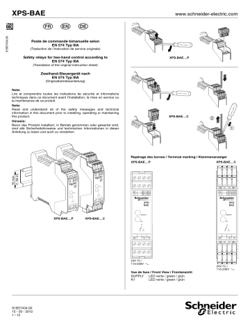 Schneider Electric XPS BAE Safety relays Instruction Sheet | Manualzz