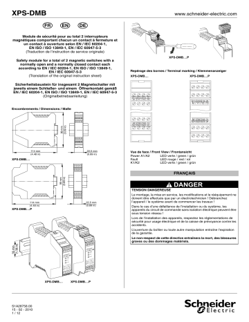 Schneider Electric XPSDMB... Safety module Instruction Sheet | Manualzz