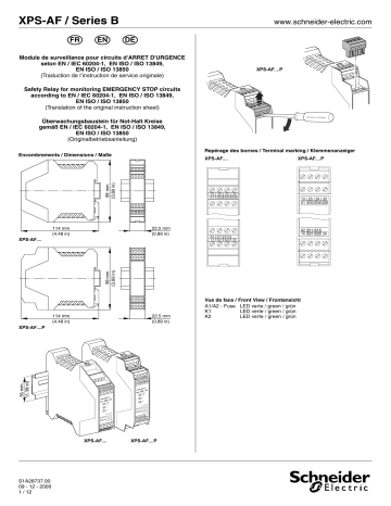 Schneider Electric XPSAF... Safety module Instruction Sheet | Manualzz