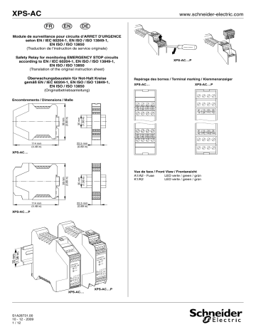 Schneider Electric XPSAC... Safety module Instruction Sheet | Manualzz