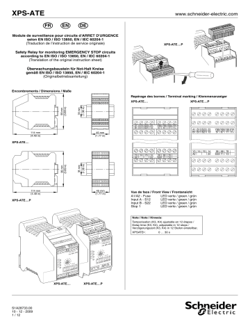 Schneider Electric XPSATE... Safety module Instruction Sheet | Manualzz