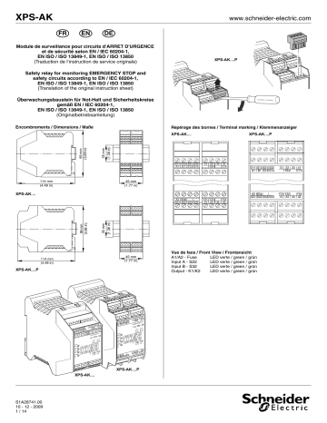 Schneider Electric XPSAK... Safety module Instruction Sheet | Manualzz