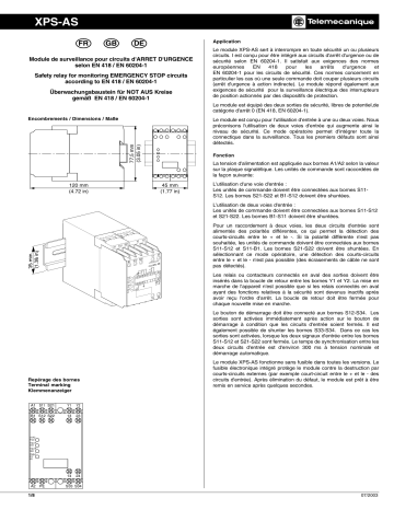 Schneider Electric XPSAS... Safety module Instruction Sheet | Manualzz