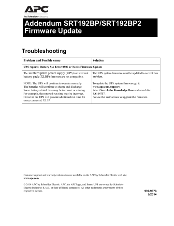 Schneider Electric Firmware SRT192BP/SRT192BP2 User Guide | Manualzz