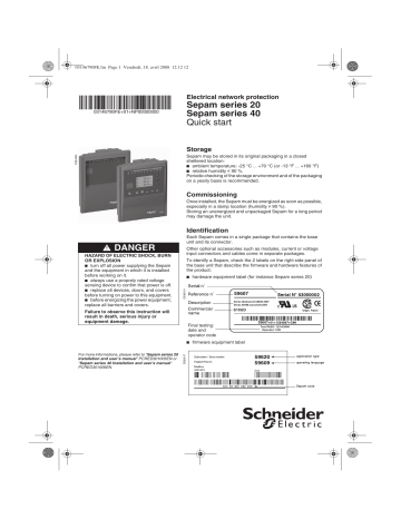 Schneider Electric Sepam series 20 and series 40 Instruction Sheet ...