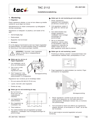 Schneider Electric TAC 2112 Installationsvejledning | Manualzz